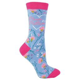 Miss Sparrow Damen-Mama-Socken | Blumengemusterte Bambussocken | Atmungsaktiv weich | Geschenke f&uuml;r M&uuml;tter zum Muttertag (blau)