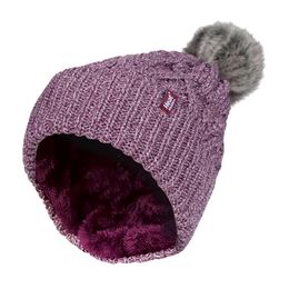 Heat Holders Ladies Ribbed Cuffed Pom Pom Bobble Beanie M&uuml;tze mit Fleece-Futter