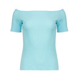 Schulterfreies Geripptes Oberteil in Aqua Blau - Einheitsgr&ouml;&szlig;e
