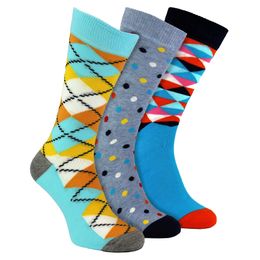 HS von Happy Socks - Herren 3er-Pack Klassische Argyle Socken - Argyle (Hellblau)