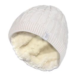 Heat Holders Damen gerippt Kabel stricken Fleece gef&uuml;ttert Thermal gestrickt Beanie Hut