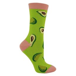 Frauen Neuheit lustige Frucht Socken | Miss Sparrow | Funky Wassermelone Avocado Zitronen Design Bambus Socken - Avocado (Gr&uuml;n)