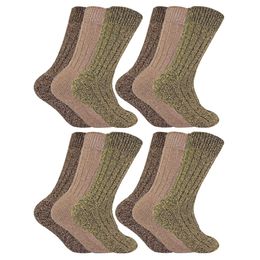 Socke Snob - 12 Paar Herren Wolle Boot Socken f&uuml;r Wandern - Braun