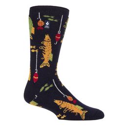 Herren Fun Hobby Socken | Heat Holders Lite | Novelty Fluffy Fleece gef&uuml;ttert Thermosocken f&uuml;r Winter - Angeln