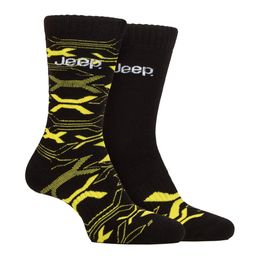 Mens Bamboo Arbeit Boot Socken | JEEP | weich und atmungsaktiv dicken Heavy Duty gepolstert Socken, Knit Ribbed Style Walking Socken - schwarz / gelb