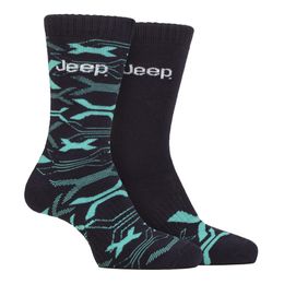 Mens Bamboo Arbeit Boot Socken | JEEP | weich und atmungsaktiv dicken Heavy Duty gepolstert Socken, stricken gerippt Stil Walking Socken - Navy / T&uuml;rkis