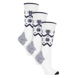 Heat Holders 3 Paar Multipack Ultra Lite Damen Skisocken | W&auml;rmehalter | Damen Funky Patterned Striped Knee High Socks - Creme Fairisle
