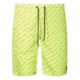 Philipp Plein Repetitive Long Logo Fluoreszierend Gelb Badeshorts