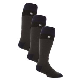 Heat Holders Thermische gestreifte Skisocken f&uuml;r M&auml;nner | Hochwertige W&auml;rmespeicher Extra lange Socken - Grau / Schwarz