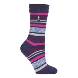 Heat Holders Lite - Isolierte Thermosocken f&uuml;r Damen | Mehrere Designs einschlie&szlig;lich Argyle Streifen Herzen Sterne | Warme Socken f&uuml;r Winter - Blau Ribbocn (Antalya)