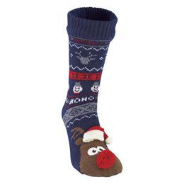 Herren Thermo Rudolph Weihnachtsfleece gef&uuml;tterte Hausschuhe Winter Socken