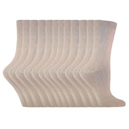 Einfarbige Damensocken mit hohem Baumwollanteil | 12 Paar Multipack | Socken-Snob | D&uuml;nne, bequeme, farbenfrohe Crew-S&ouml;ckchen f&uuml;r Damen in Beige