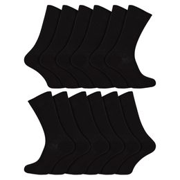 12 Paar Multipack Herren 100% &auml;gyptische Baumwolle Socken | Socken Snob | Luxus gerippt nahtlose Mitte Kalb schwarze Socken - schwarz