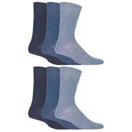 Gentle Grip - Herren 6 Paar Multipack Diabetiker Socken mit Honigkamm oben und Hand verbunden Toe N&auml;hte - Blues