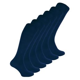 6 Paar Damen lange Bambussocken | Damen Kniestr&uuml;mpfe - Navy