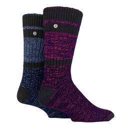 Herren Baumwolle Kleid Socken | JEEP | Midweight Knit Geist Socken, l&auml;ssig gerippte Muster jeden Tag Socken - Petrol / lila