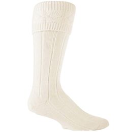 Herren kniehoch Wolle Mischung gerippt Creme Hose Kilt Socken - Creme