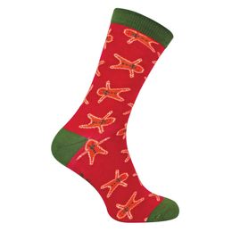 Lebkuchenm&auml;nner Socken | Herr Heron | Atmungsaktive Neuheit Fun Design Crazy Crew Funky Bambus Socken | Weihnachtsgeschenk f&uuml;r Ihn - Lebkuchenm&auml;nner (Dunkelrot)
