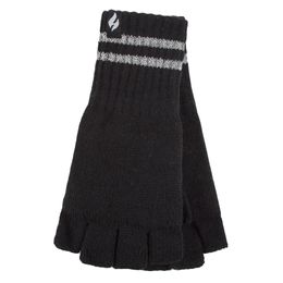 Heat Holders Herren gestrickt fingerlose reflektierende Handschuhe f&uuml;r den Winter | W&auml;rmehalter | Thermal Hi Viz Arbeitshandschuhe - schwarz