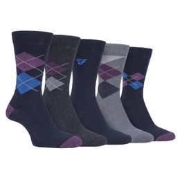 Farah - 5er-Pack d&uuml;nne, atmungsaktive, klassische Argyle-Muster-Socken aus Baumwolle mit weichem Oberteil - FCS270NVYPUR (Argyle)