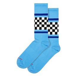 Gestreifte Socken | Happy Socks | Socken mit neuartigem Schottenmuster | Lustige Geschenkesocken - Blau