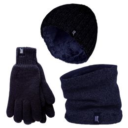 Heat Holders Herren M&uuml;tze, Halsw&auml;rmer & Handschuhe Set | W&auml;rmehalter | Winter gestrickt warme Accessoires Set - Navy