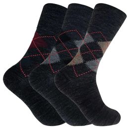 3er-Pack Herren Socken aus nicht elastischer Lammwollmischung mit Muster f&uuml;r den Kreislauf