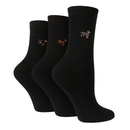 Wild Feet - 3 Paires Fantaisie Chaussettes Femme | Chaussettes Coton Rigolotes - Teckel