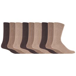 Gentle Grip - 9 Paar nicht elastische Socken aus weicher Baumwolle f&uuml;r Herren - Braun