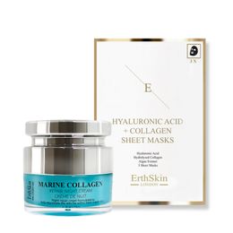 Maritime Kollagen Nachtcreme 50ml + Hyalurons&auml;ure & Kollagen Maske - 3 Blatt