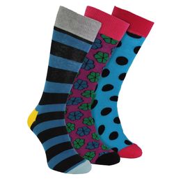 HS by Happy Socks - Herren 3er-Pack bunte Streifen-Kleider-Socken - breite Streifen