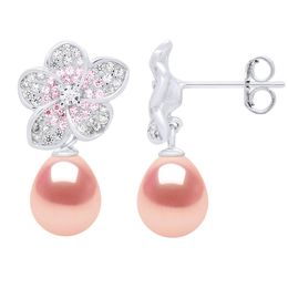 Ohrringe - Schmuck Silber - Echte S&uuml;&szlig;wasser-Zuchtperlen Birne 9-10 mm