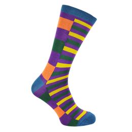Herr Heron - Herren Bambus Socken | Neuheit Funky Socken | Gemusterte Argyle gestreiften Socken | Atmungsaktiv weich | Geschenke f&uuml;r ihn - Streifen (lila)