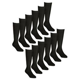 12 Paar Multipack M&auml;dchen Kniestr&uuml;mpfe aus Bambus | Lange Schule Kinder Socken - Schwarz
