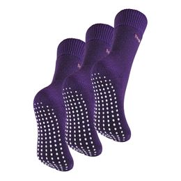 THMO - 3 Paar mit Fleece gef&uuml;tterte, atmungsaktive Damen-Slipper-Socken - Lila