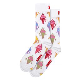 Eiscreme-Socken | Happy Socks | Lustige Geschenk-Socken - Wei&szlig;