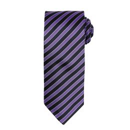 Premier Mens Double Stripe Pattern Formal Business Tie (Rich Violet/Schwarz)