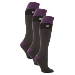 Heat Holders - 3er Pack Damen Thermo-Kniestr&uuml;mpfe | Dicke Winter-Ski-Socken 2.3 TOG f&uuml;r Frauen - Anthrazit / Lila