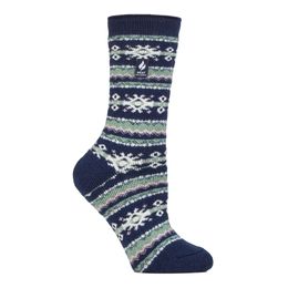 Ladies Nordic Socks | Heat Holders Lite | Lightweight Thermal Winter Socks for Women - Indigo/Rose