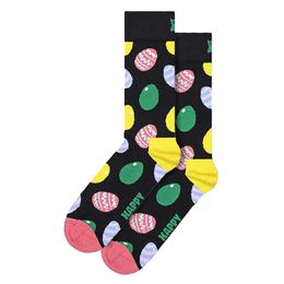 Happy Socks - Eier-Socken | Lustige Eiersocken mit Print | Geschenk-Socken - Schwarz