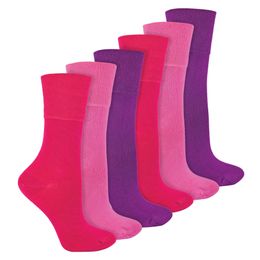 IOMI - 6 Pack Damen Diabetiker Bambus Socken | Extra breite nahtlose lockere nicht elastische Socken f&uuml;r Frauen - Rosa
