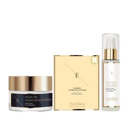 Anti-Falten Nachtfeuchtigkeitscreme 24k Gold 50ml + Hyalurons&auml;ure & Kollagen Serum - 60ml + Vitamin C Hydrogel Augenpads x 5