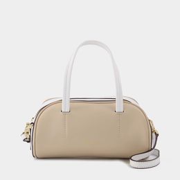 Sanduhr-Tasche aus elfenbeinfarbenem und wei&szlig;em Leder