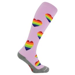 Hockeysocken mit farbenfrohen, coolen, lustigen und witzigen Designs | Hingly | Herren & Damen | Ideal f&uuml;r den Sport - Regenbogenherzen