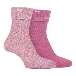 Ladies Turn Cuff Socks | JEEP | Walking Boot Socks Women, Komfortable Performance Polyester Socken - Cerise / Cream