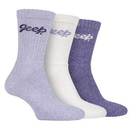 Womens Hiking Boot Socks | JEEP | Ladies Ribbed Outdoor Cushioned Socks with Reinforced Heel and Toe - Violet / Cream