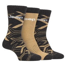 Herren Walking Boot Socken | JEEP | Voll Kissen Anti Blister Camoflauge Socken, gestrickt Recycelt Baumwolle Camo Socken - Khaki / Stein