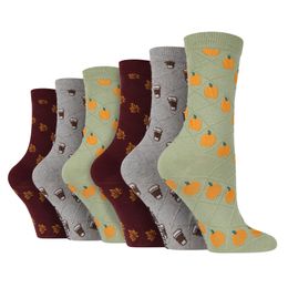 6 Paar Multipack Damen Herbst Socken | Wildfeet | Cute Novelty Design gestrickt Boot Socken - Herbst