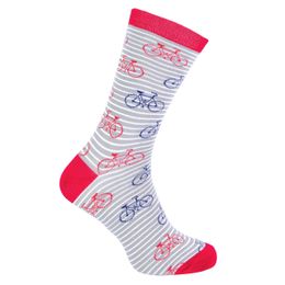 Herr Heron - Herren Bambus Socken | Neuheit Funky Socken | Gemusterte Argyle gestreifte Socken | Atmungsaktiv Weich | Geschenke f&uuml;r Ihn - Bike (Grau)