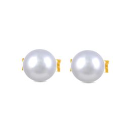 Luxenter Sterling Silber 925 Ohrringe mit wei&szlig;er Perle in 18K Gelbgold - Basic